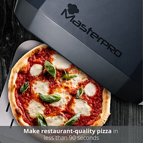 MasterPRO Outdoor Pizza Oven Perfect for 12" Neapolitan Pizzas, Includes 5-Piece Set, Gas, Black