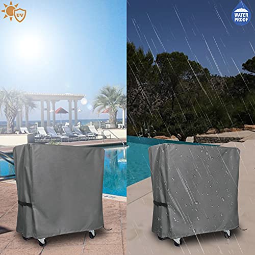 AKEfit Patio Cooler Cart Cover Waterproof with UV Coating, Fits Most 80 Quart Rolling Cooler Cart Cover, Outdoor Beverage Cart, Patio Ice Chest Protective Covers (Grey)