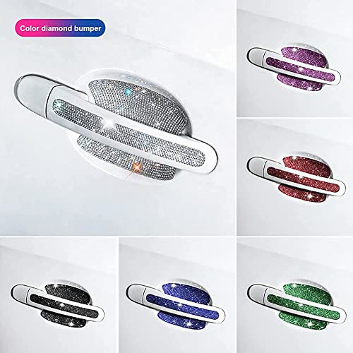 Bohisen 8pcs Bling Car Kit Car Door Handle Protector Shiny Rhinestones Scratch-Resistant Stickers Door Cup Handle Protective Film for Car