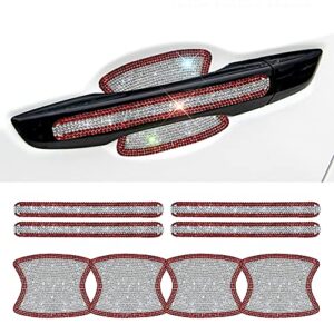 bohisen 8pcs two-color combination car door handle protector bling rhinestones scratch protector car door handle cup stickers protective film car accessories