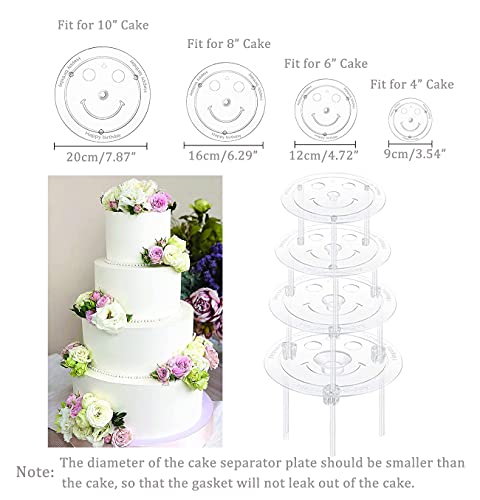 FashionClubs Plastic Cake Dowel Rods Set, 20pcs 9.4" White Cake Sticks Support Rods, 12pcs 7" Clear Cake Stacking Dowels, 4pcs Cake Separator Plates for Tiered Cakes 4, 6, 8, 10 Inch