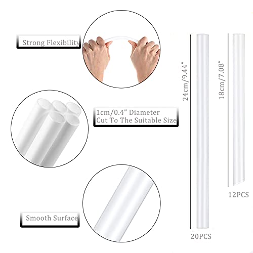 FashionClubs Plastic Cake Dowel Rods Set, 20pcs 9.4" White Cake Sticks Support Rods, 12pcs 7" Clear Cake Stacking Dowels, 4pcs Cake Separator Plates for Tiered Cakes 4, 6, 8, 10 Inch