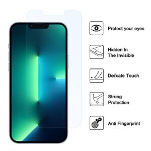 [2 Pack] BESTFILM Anti-Blue Light Tempered Glass for iPhone 13/13 Pro/iPhone 14 6.1-inch, Blue Light Blocking Screen Protector, Eye Protection Glass Cover, [Full Coverage] Anti Glare Bubble Free