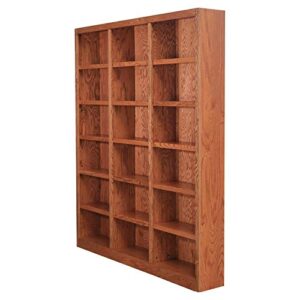 bowery hill traditional 84" tall 18-shelf triple wide wood bookcase storage with adjustable shelves for home, office, laundry, bedroom, kitchen and garage, in dry oak