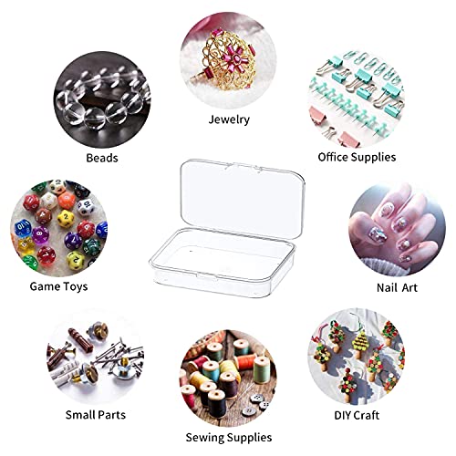 MFDSJ 12Pcs Mini Plastic Storage Containers Box with Lid, 3.5x2.4 Inches Clear Rectangle Box for Collecting Small Items, Beads, Game Pieces, Business Cards, Crafts Accessories