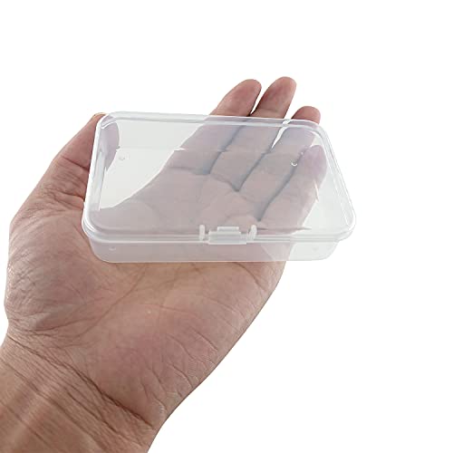 MFDSJ 12Pcs Mini Plastic Storage Containers Box with Lid, 3.5x2.4 Inches Clear Rectangle Box for Collecting Small Items, Beads, Game Pieces, Business Cards, Crafts Accessories