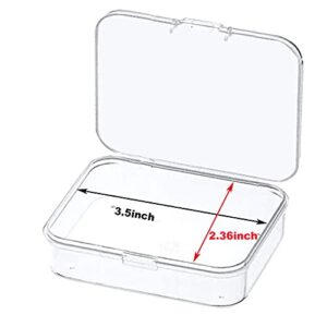 MFDSJ 12Pcs Mini Plastic Storage Containers Box with Lid, 3.5x2.4 Inches Clear Rectangle Box for Collecting Small Items, Beads, Game Pieces, Business Cards, Crafts Accessories