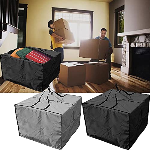 Outdoor Patio Furniture Seat Cushions Storage Bag UCARE Waterproof 420D Oxford Fabric Pillow Under-Bed Storage Organizer Large Capacity Clothing Storage Bags (2 PCS, Black)