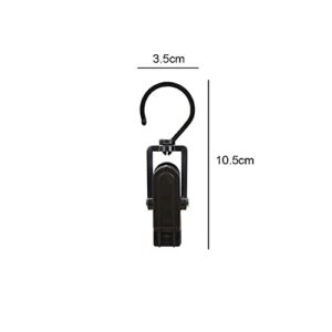 6 Pieces Laundry Hooks Clips Clothes Pins Rotating Laundry Hook Hanging Clips Plastic Fabric Chips Hanging Curtain Clips Tent Tarp Clips for Home Office Workshop Travel Outdoor Camp, Black