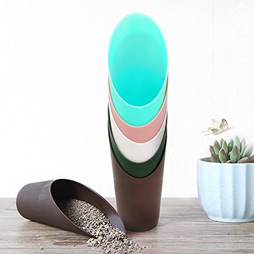 5 PCS Bonsai Soil Scoops, Plastic Garden Soil Scoops, Colorful Small Gardening Tools, Potting Scoopers, Bucket Shovel.Suitable for Flower Planting, Bonsai, Potting, Cultivation, Weeding (5-Color)