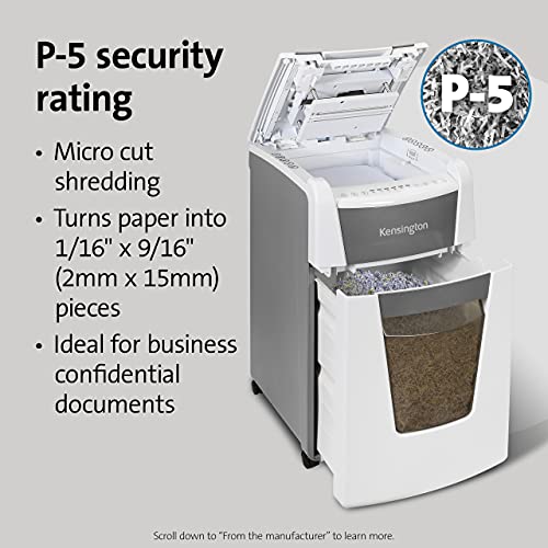 Kensington Paper Shredder - New OfficeAssist 300-Sheet Auto-Feed Micro Cut Anti-Jam Heavy Duty Shredder with 15.8 gallons Pullout Wastebasket, Lockable Chamber and 4 Casters (K52051AM)