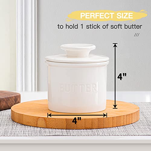 Warome Butter Dish, Butter Crock for Soft Butter, French Butter Keeper With Water, No More Hard Butter, High Capacity Butter Container- White