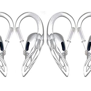 JNSA 4 Pack Earhooks Compatible with Apple AirPods Pro,Anti Slip Anti Drop Ear Hooks, Multi-Angle Adjustment Accessories,2 Pairs(4PCS),Great for Gym and Sport, Transparent