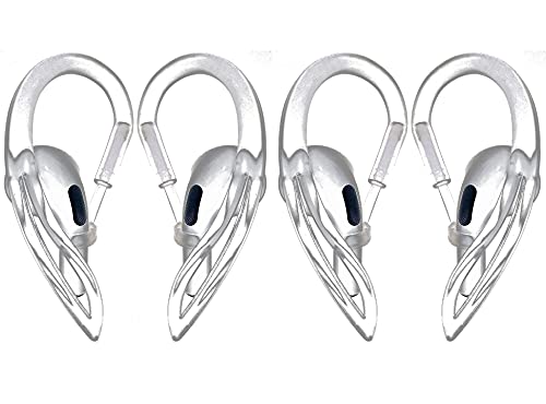 JNSA 4 Pack Earhooks Compatible with Apple AirPods Pro,Anti Slip Anti Drop Ear Hooks, Multi-Angle Adjustment Accessories,2 Pairs(4PCS),Great for Gym and Sport, Transparent