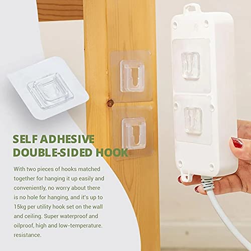 MileHouse 1 Pair Dual Sided Wall Hangers, Self Adhesive Clothes Hook Plug Socket Holder Cable Fixing Organizer for Various Usages 1 Pair