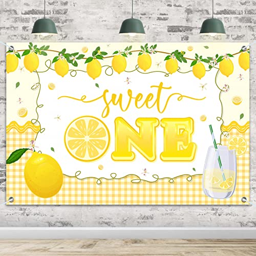 HAMIGAR 6x4ft Sweet One Banner Backdrop - Lemon 1st First Birthday Decorations Party Supplies