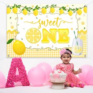 HAMIGAR 6x4ft Sweet One Banner Backdrop - Lemon 1st First Birthday Decorations Party Supplies