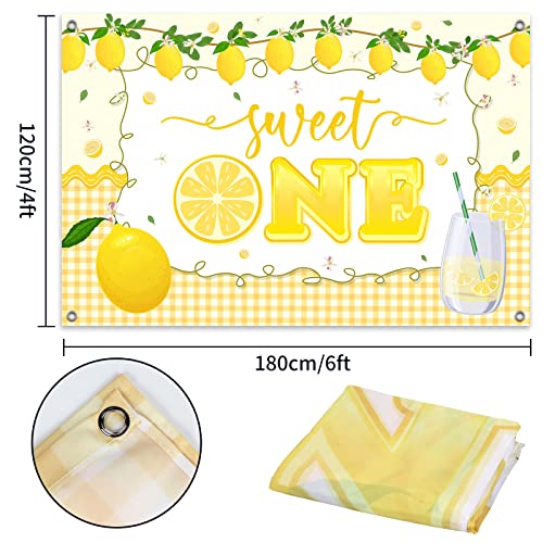 HAMIGAR 6x4ft Sweet One Banner Backdrop - Lemon 1st First Birthday Decorations Party Supplies