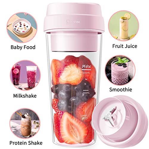 17PinHut Portable Blender, Personal Blender, With USB Magnetic contact charging, 14 oz Smoothie Blender, Made with high borosilicate glass Material Portable Juicer, Anti-silp Rubber Base, One-handed Drinking Mini Blender for Shakes and Smoothies