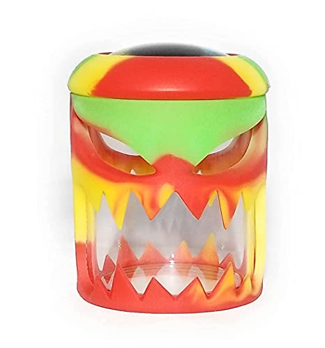 Singlenett Silicone Halloween Eye Glass Herb Jar (80ml) Leaf Stash Container with Air Tight and Smell Proof Seal (Red, Green, Yellow)