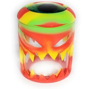 Singlenett Silicone Halloween Eye Glass Herb Jar (80ml) Leaf Stash Container with Air Tight and Smell Proof Seal (Red, Green, Yellow)