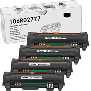 VICTONER Compatible Toner Cartridge Replacement for Xerox 106R02777 Toner for Xerox 3215 Toner for Xerox Phaser 3260DI 3260DNI 3260 3052 WorkCentre 3215NI 3225DNI 3215 3225 Printer (Black, 4-Pack)