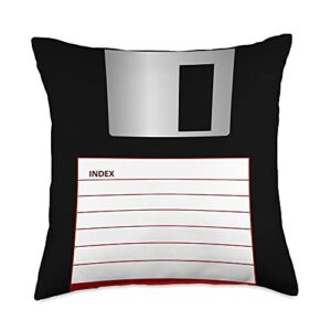 90s technology computer geek floppy disk 90s nostalgic nostalgia geek floppy disk throw pillow, 18x18, multicolor