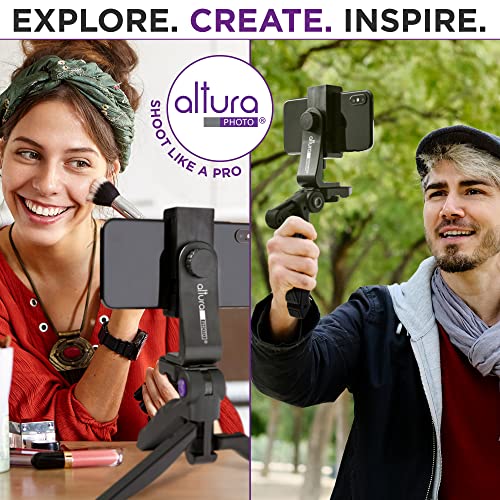 Altura Photo Tripod for iPhone - Phone Stabilizer & Cell Phone Tripod w/Ergonomic Stable Grip - 360 Degree Rotating Phone Holder iPhone Tripod Stand - Stocking Stuffers iPhone Tripod