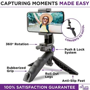 Altura Photo Tripod for iPhone - Phone Stabilizer & Cell Phone Tripod w/Ergonomic Stable Grip - 360 Degree Rotating Phone Holder iPhone Tripod Stand - Stocking Stuffers iPhone Tripod