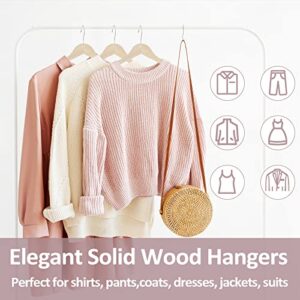 ROSOS Wooden Hangers 20 Pack, Solid Wood Hangers with 360 Swivel Chrome Hook, Smooth Finish & Precisely Cut Notches, Slim Wooden Coat Hangers for Closet, Natural