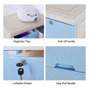 Plastic Storage Drawers, 5 Layers 6 Drawer Dresser Clothes Storage Plastic Closet Cabinet Organizer Container with 4 Wheel Tower Home Office Bedroom Furniture (Blue)