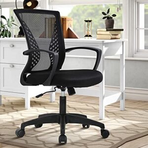 warmm house ergonomic office chair,mid back mesh swivel mputer desk chair,adjustable mfortable rolling executive task work chair with lumbar support armrest for home office bedroom(black)