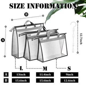 Shappy 10 Pieces Handbag Storage with 2 Pieces Hangers Clear Purse Organizer Dust Cover Organizer Bags for Closet Handbag Wallet Closet Storage Bag with Zipper and Handle (Grey)