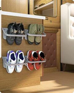 baffect hanging shoe organizer 4 pieces,shoe holder foldable wall mounted shoe rack hanging shelf for shoes storage rack wall shelf for shoes (gray)