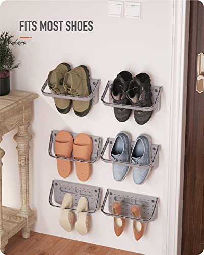 Baffect Hanging Shoe Organizer 4 pieces,Shoe Holder Foldable Wall Mounted Shoe Rack Hanging Shelf for Shoes Storage Rack Wall Shelf for Shoes (Gray)