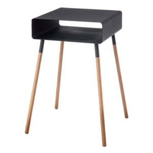 yamazaki storage home | steel + wood | tall | end + side tables, black