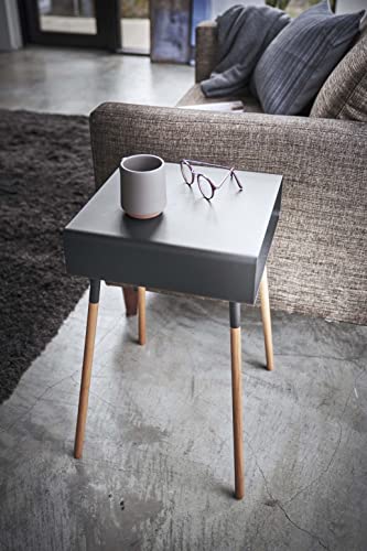 Yamazaki Storage Home | Steel + Wood | Tall | End + Side Tables, Black