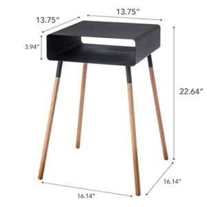 Yamazaki Storage Home | Steel + Wood | Tall | End + Side Tables, Black