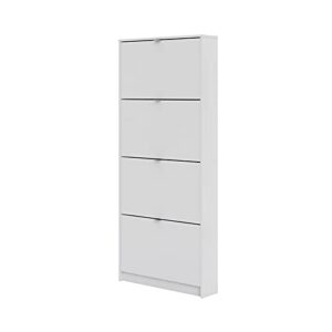 Pemberly Row Modern 4 Drawer Shoe Cabinet, 12-Pair Shoe Rack Storage Organizer in White