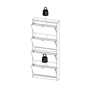 Pemberly Row Modern 4 Drawer Shoe Cabinet, 12-Pair Shoe Rack Storage Organizer in White