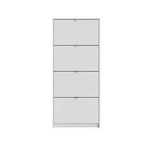 Pemberly Row Modern 4 Drawer Shoe Cabinet, 12-Pair Shoe Rack Storage Organizer in White