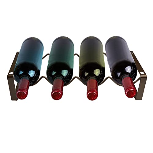 Stackable Wine Rack Wave Design 4 Bottle Organizer Metal Black Wine Rack Tabletop Organizer Space Saver Protector for Bottles