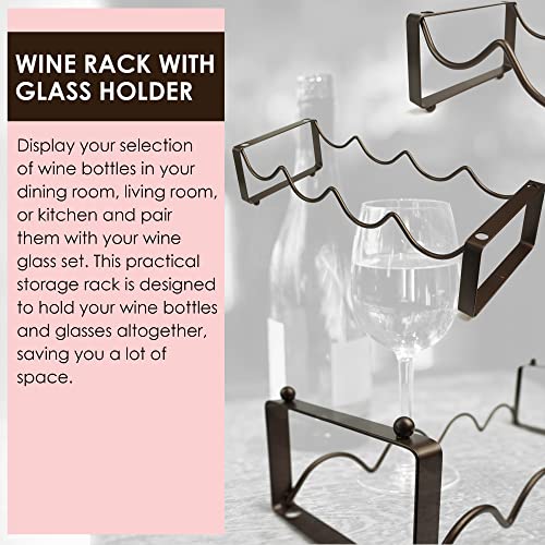 Stackable Wine Rack Wave Design 4 Bottle Organizer Metal Black Wine Rack Tabletop Organizer Space Saver Protector for Bottles