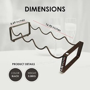 Stackable Wine Rack Wave Design 4 Bottle Organizer Metal Black Wine Rack Tabletop Organizer Space Saver Protector for Bottles