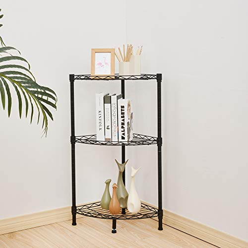 GBNIJ 3-Tier Corner Wire Shelving, for Kitchen, Living Room, Study Room