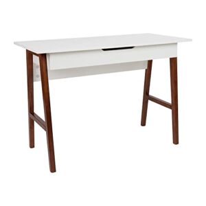 flash furniture computer desk - white home office desk with storage drawer - 42" long writing desk for bedroom