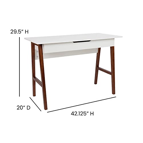 Flash Furniture Computer Desk - White Home Office Desk with Storage Drawer - 42" Long Writing Desk for Bedroom