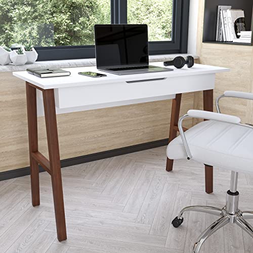 Flash Furniture Computer Desk - White Home Office Desk with Storage Drawer - 42" Long Writing Desk for Bedroom