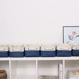 Bidtakay Baskets Set Fabric Storage Bins-Navy Blue Bundled Baskets of 3 Medium Baskets 15" X 11" X 9.5" + 6 Small Baskets 11.8" X 7.8" X 5" for Closet, Shelves