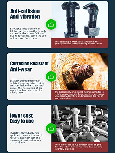 Blue Threadlocker M-242 Medium Strength Removable 0.4 Fl oz/12 ml Nut & Bolt Locker Lock Tight & Seal Fasteners Anaerobic Curing Metal Glue